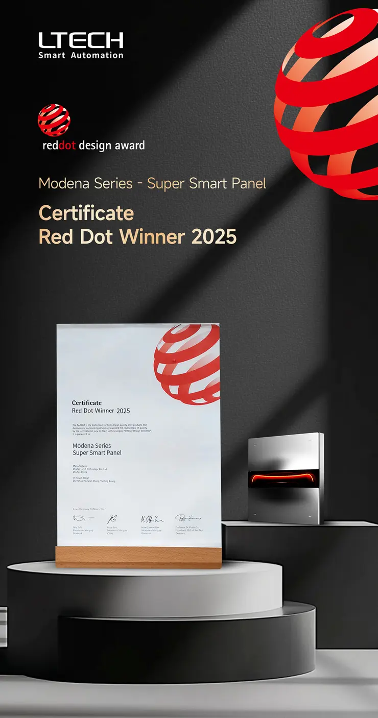 LTECH Modena Series Super Smart Panel Wins 2025 Red Dot Design Award
